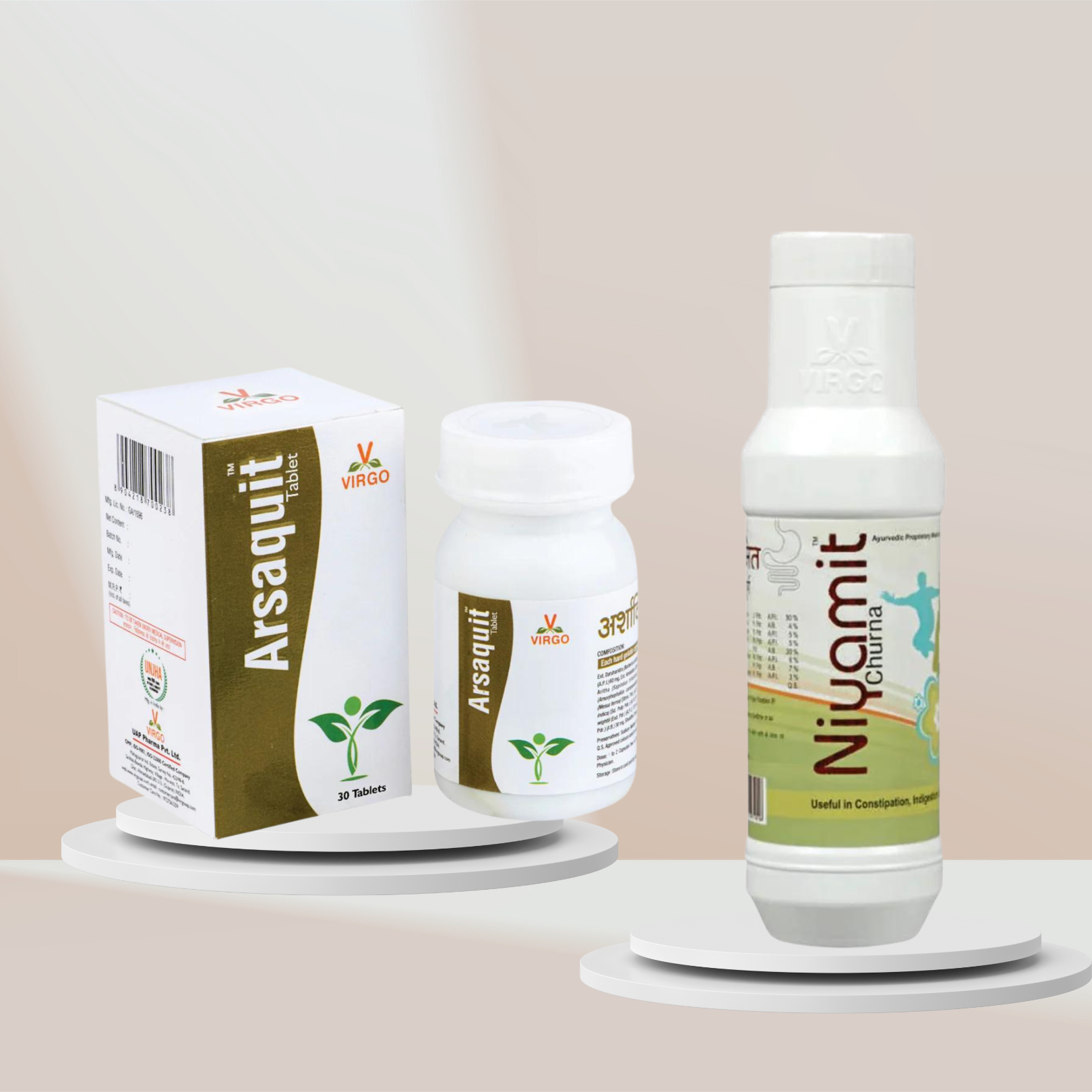 Arsaquit Tablets 30 Tab + Niyamit Churna 100 g – Virgo UAP Pharma